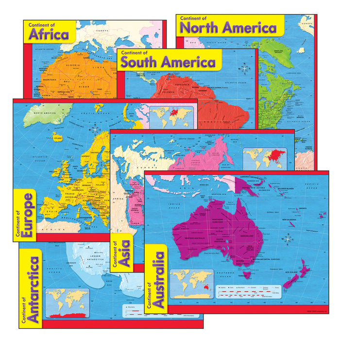 Continents Learning Charts Combo Pack, set of 7 – Astoura